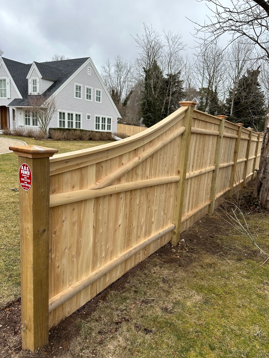 Cedar T-Top Board Fence in Orleans with New England Post Caps and ...